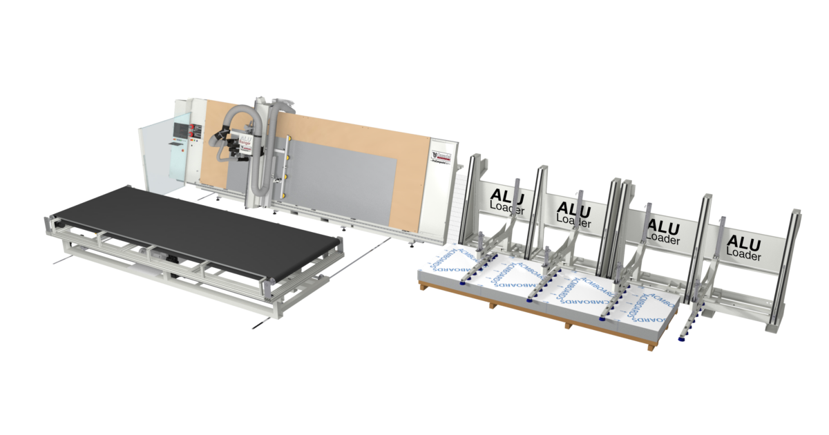 High throughput CNC panel router with vertical table for architectural ...